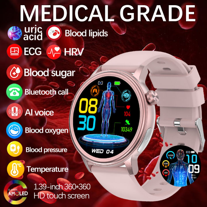 2024 New AI Medical Grade Diagnostic Smart Watch Women ECG+PPG Blood ...