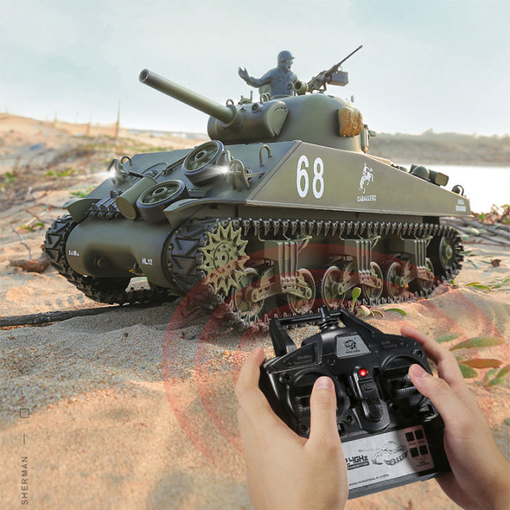 Heng Long 2.4G Remote Control Tank 1/16 U.S. M4A3 Sherman RC Tank 7.0 ...