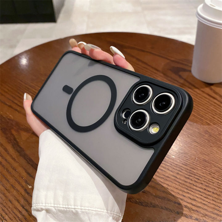 Luxury Matte Translucent Wireless Charge Magnetic Acrylic Phone Case