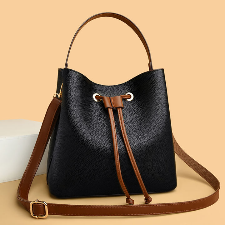 Kangaroo Genuine Leather Fashion Handbag Women's Large Capacity Bucket Bag Casual Crossbody ...
