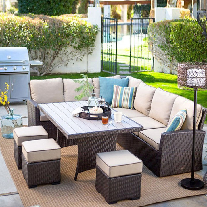 Garden Garden Rattan Sofa Outdoor Casual Rattan Chair Sofa Combination ...