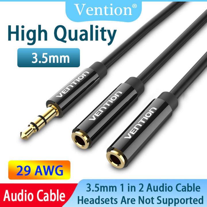 Vention Audio Splitter Jack 3.5 Aux Earphone 1 in 2 Extension Cable ...