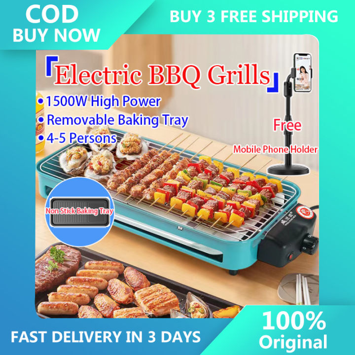 Simple Electric BBQ Grills (Blue) Home Electric Barbecue Rack No Smoke ...