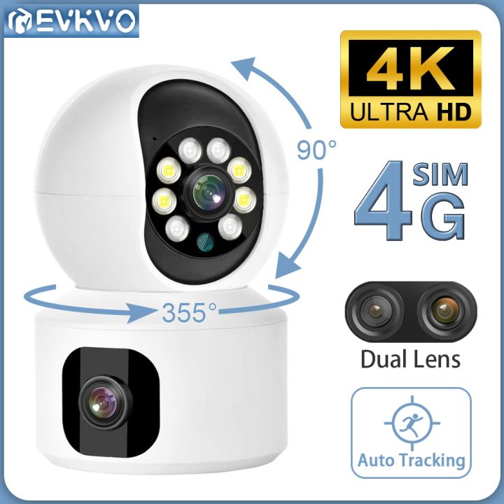 EVKVO 4K 8MP คู่สนับสนุนเลนส์ WiFi หรือ4G PTZ กล้องซิมการ์ด PTZ IP ไร้ ...