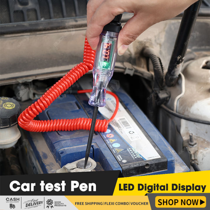 6v 12v 24v Dc Car Truck Voltage Circuit Tester Digital Display Long Probe Pen Light Bulb