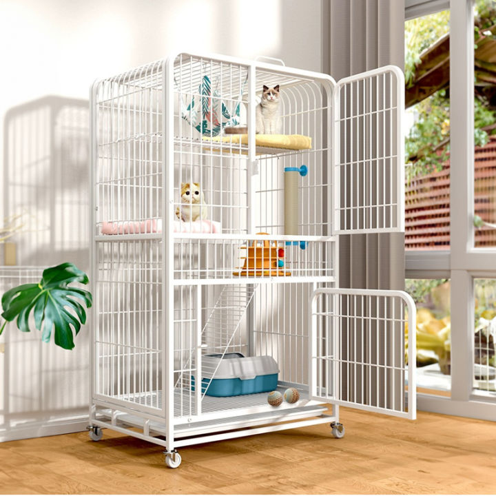 Luxury Square Tube Cat Cage Large Cat House Pet House 3/4-Story) Large ...