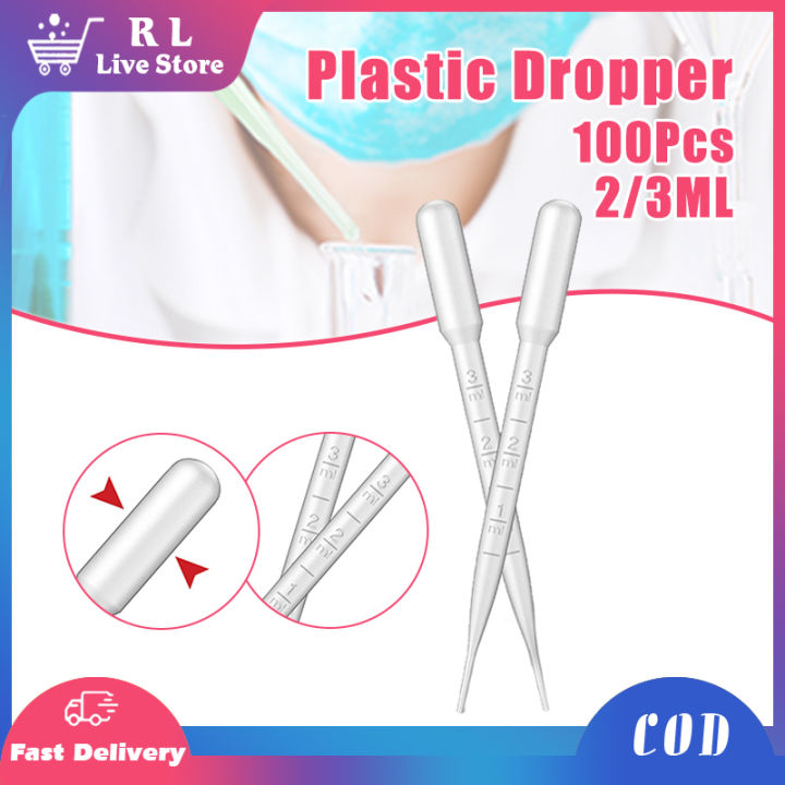 100PCS 2ml/3ml Plastic Dropper Laboratory Pipette Disposable Graduated ...