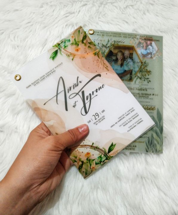 Eyelet punched Transparent Wedding Invitations Set with Envelope, Tags ...