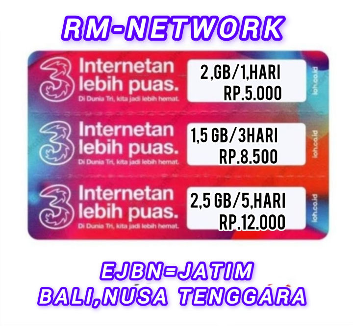 Tri/Happy 6,5gb/7 Hari (EJBN=JATIM,BALI,NUSA TENGGARA) | Lazada Indonesia