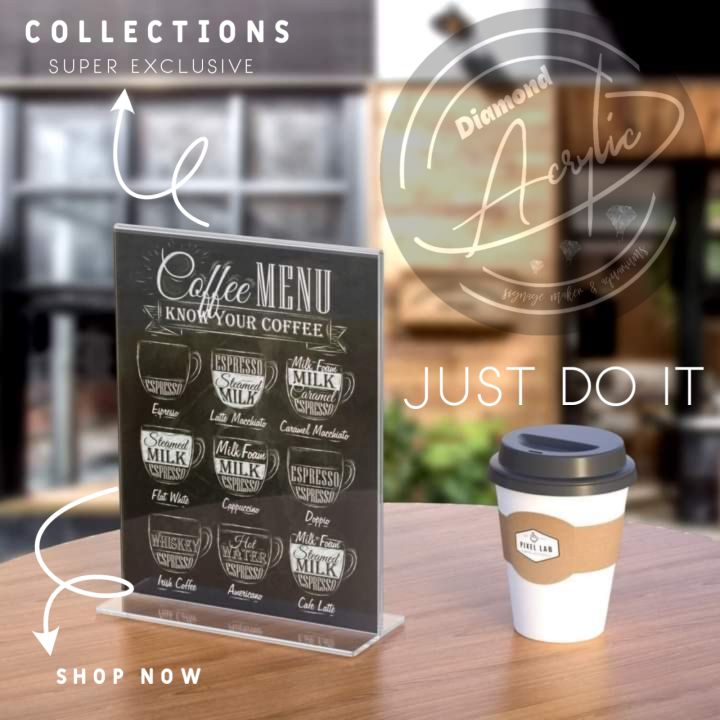 A5, A6 ~ table menu meja cafe / restoran model potrait bahan akrilik ...