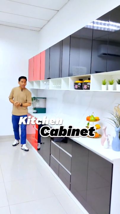 FINSSO High Gloss Kitchen Cabinet with Waterproof Surface with Shelves / 2 doors With Shelves ...