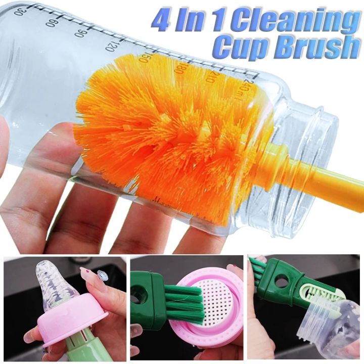 4 In 1 Cleaning Cup Brush Long Handle Detachable Multifunction Scrubber ...