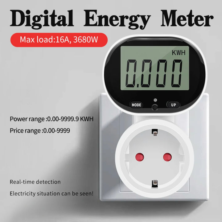 Digital Power Meter EU Plug Energy Meter Wattmeter Watt Display ...