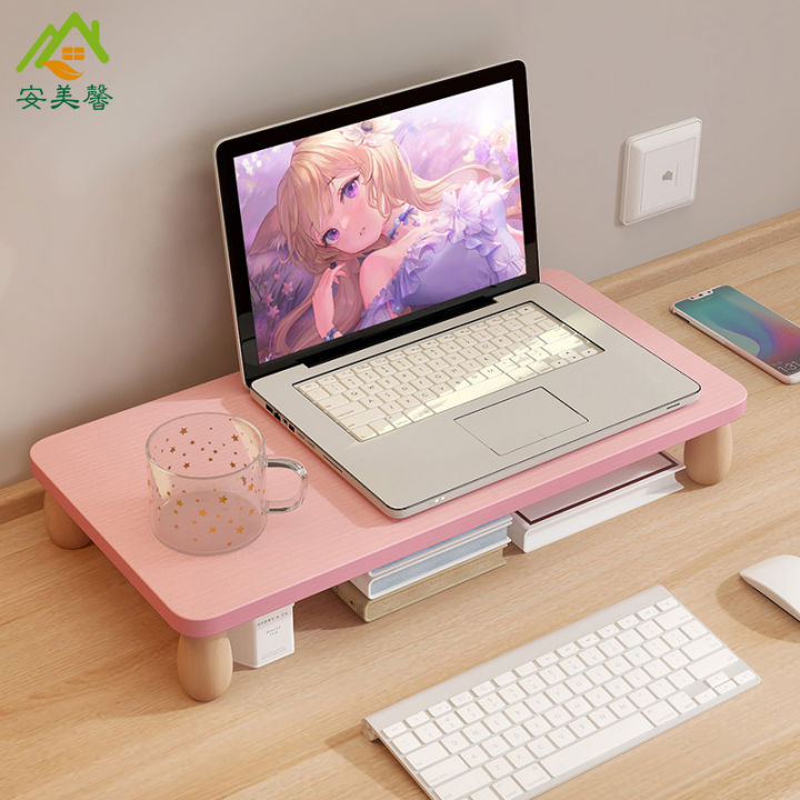 Pink Computer Riser Notebook Shelf Desktop Monitor Desktop Storage ...