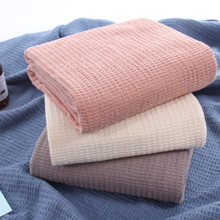 Cotton Waffle Sofa Throws Blankets Soft Skin-friendly Honeycomb Office Nap Blanket Summer Air ...