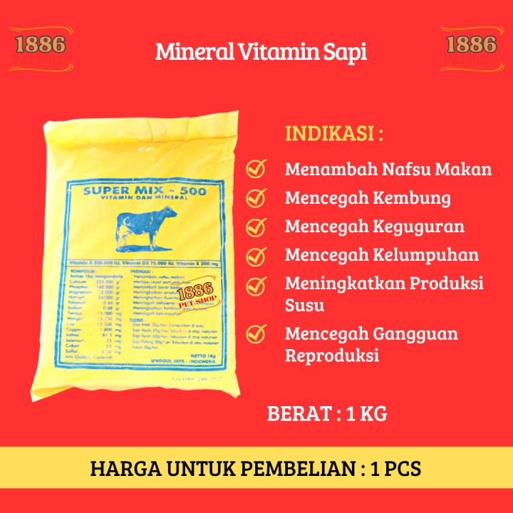 Vitamin Sapi Perah Dan Sapi Potong Supermix 1kg | Lazada Indonesia