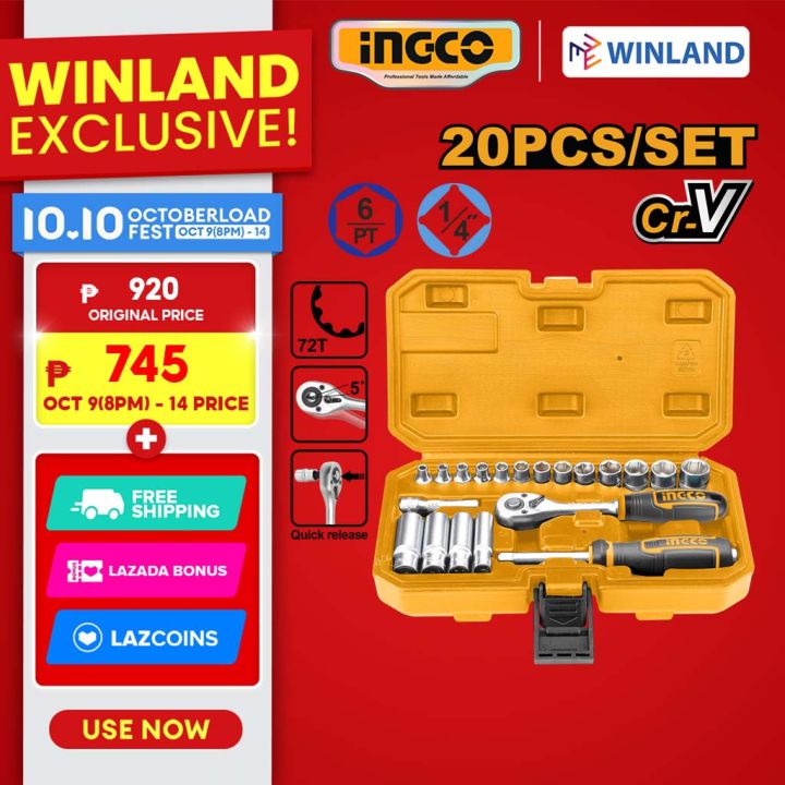Ingco by Winland Industrial Super Select Game dice 1/4" 20pcs Socket ...