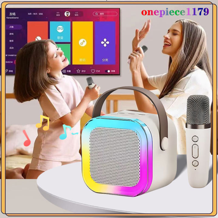 EAKER K12 ลำโพงบลูทูธ ไมโครโฟนคู่ ของแท้ RGB มินิ แบบพกพา ลำโพงคาราโอเกะไร้สายกลางแจ้งขนาดเล็ก ...