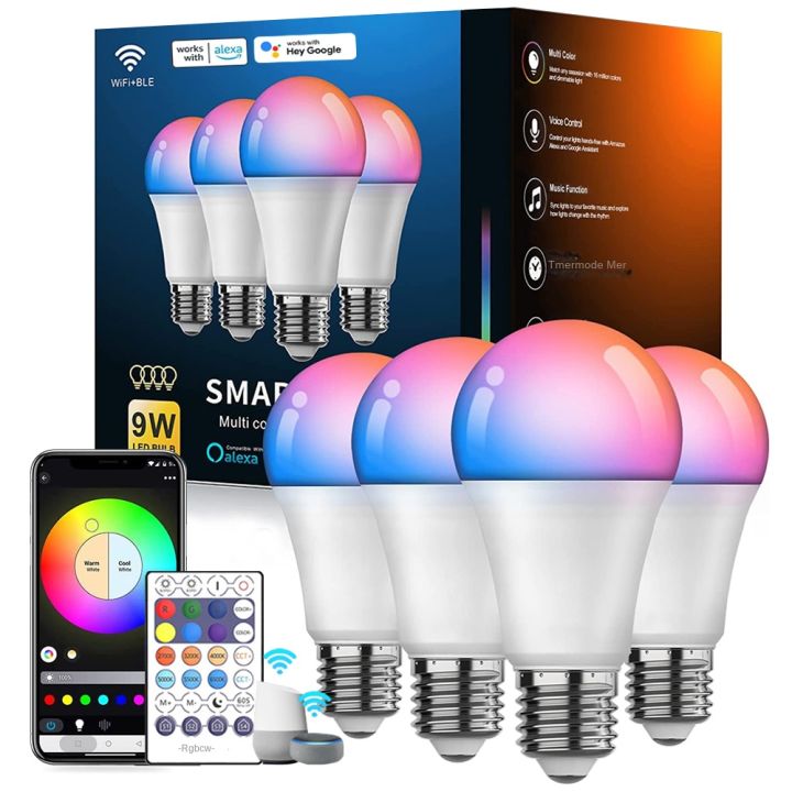 LED Smart Bulb A19 E26/E27 Color Changing LED Bulb with Music ...