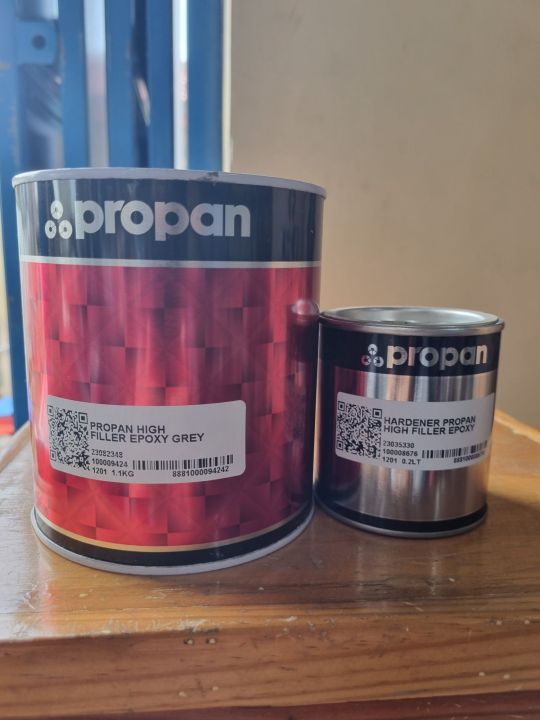 Propan high filler epoxy cat dasar grey (1,3 kg) set Abu- abu | Lazada ...