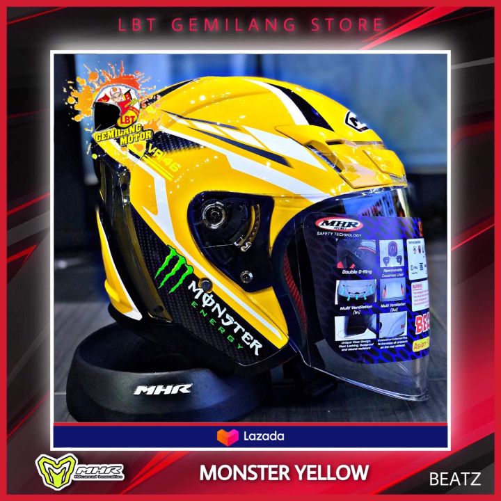 MHR Helmet OF622 Yamaha Monster [Yellow] | Lazada