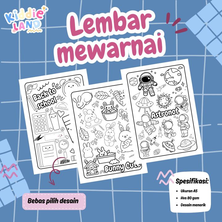 KIDDIELAND Worksheet lembar kerja aktivitas anak belajar mewarnai ...