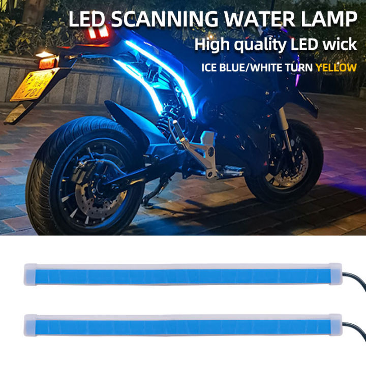 2Pcs Motorcycle Decoration Strip Motor Brake Flowing Light Turn Signal ...