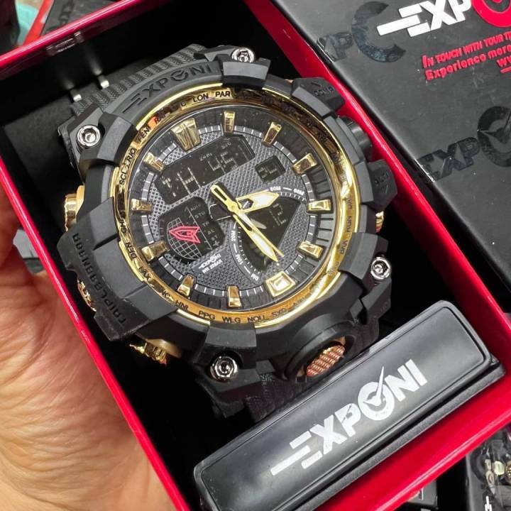 นาฬิกาแบรนด์ Exponi งานแท้ กันน้ำ หน้าจอแสดงผล 2 ระบบ ตั้งปลุก จับเวลา ...