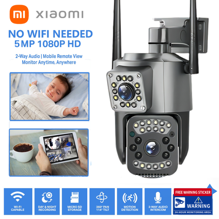 XIAOMI Outdoor Waterproof CCTV Camera No Need Internet Dual Lens 12K ...