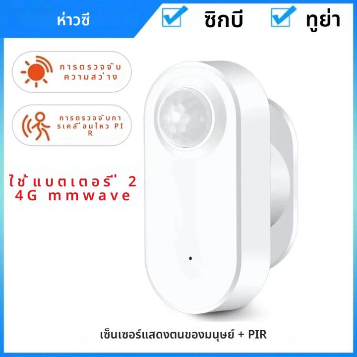 Tuya Zigbee มนุษย์ Presence + PIR Motion Detection Sensor ความสว่างเครื่องตรวจจับแบตเตอรี่ ...