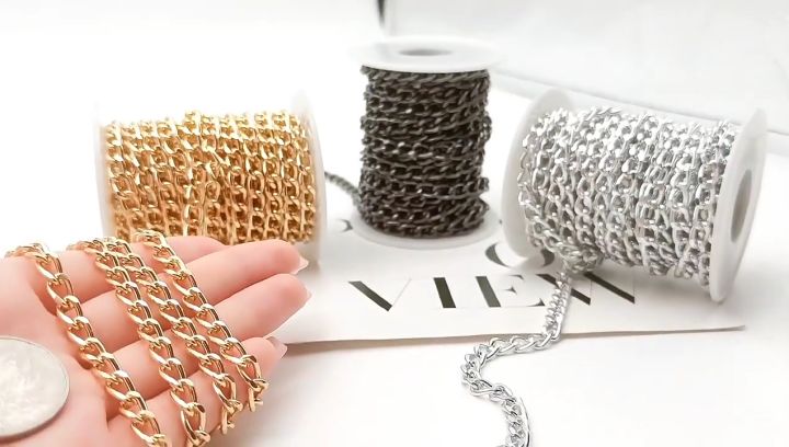 5m/Roll Aluminium Curb Cuban Chains Twisted Link Chains DIY Necklace ...