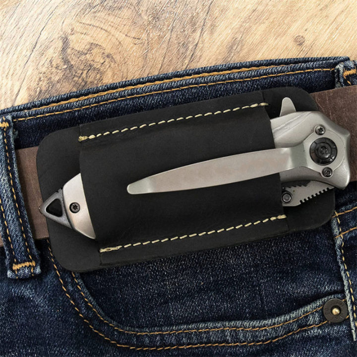มีดหนัง Sheaths EDC หนัง Sheath สําหรับมีดพับ Carrier Mini มีดไฟฉายหนัง ...