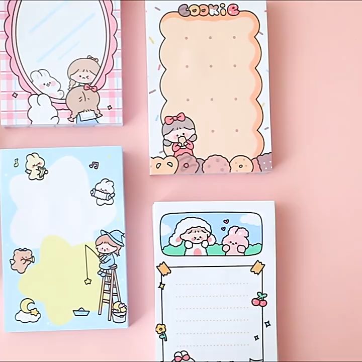 Cartoon Sticky Notes 卡通嘟嘟女孩便利贴 Nota Pelekat Gaya Gadis Hadiah Cute Memo ...