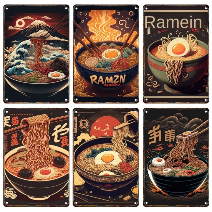 Japanese Ramen Metal Signage Tin Painting Advertising Sign Retro Poster ...