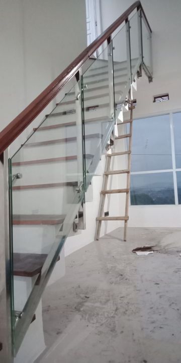 railing pagar tangga kaca pegangan kayu | Lazada Indonesia