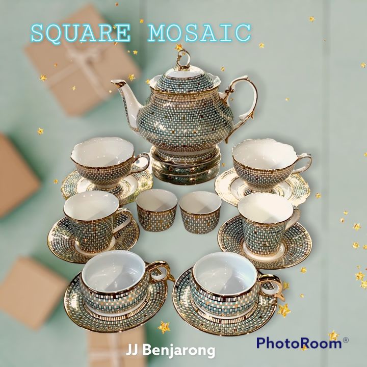 Coffee/tea set collection: SQUARE MOSAIC handpainted by JJ Benjarong ...