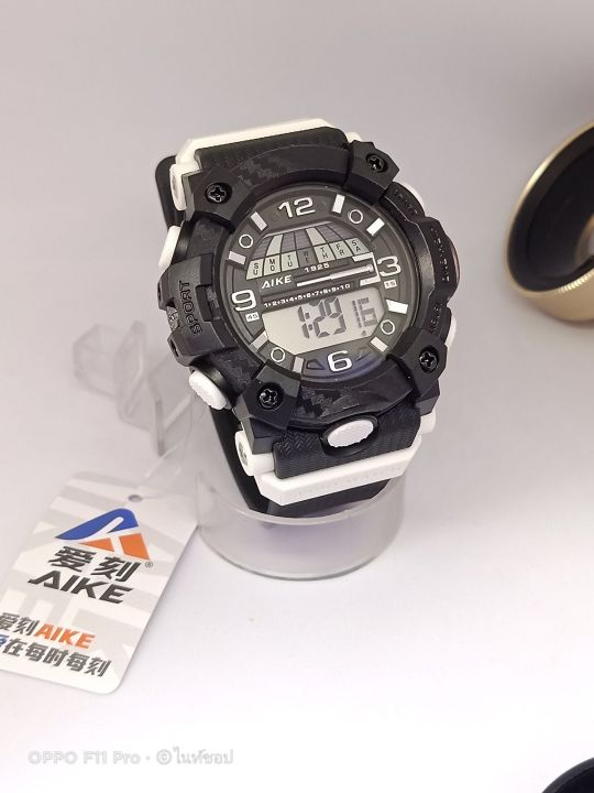 นาฬิกาสปอร์ต ผู้ชาย AIKE ขอบเลายเคปล่า ขนาด 5เซน กันน้ำได้ ใส่อาบน้ำได้ ...