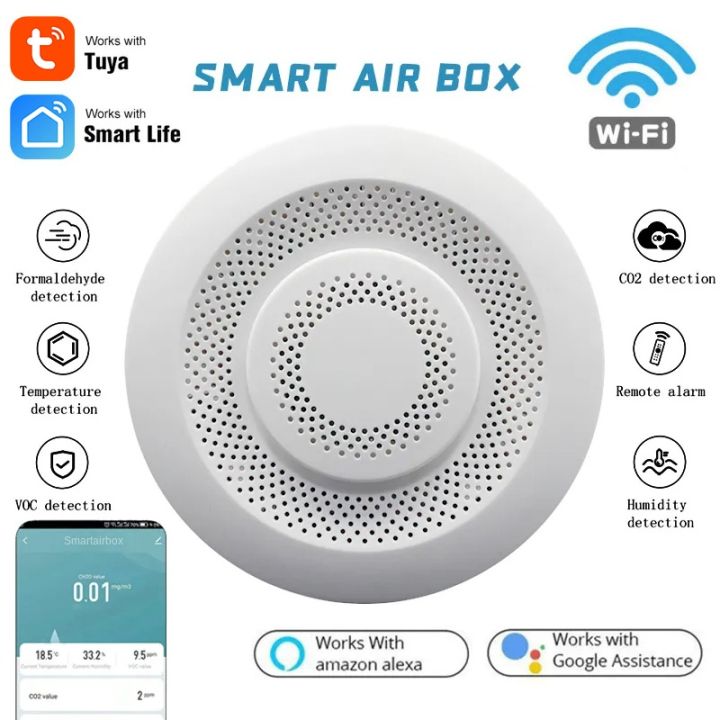 Tuya Wifi Smart Air Box Quality Monitor CO2 Sensor Temperature Humidity ...