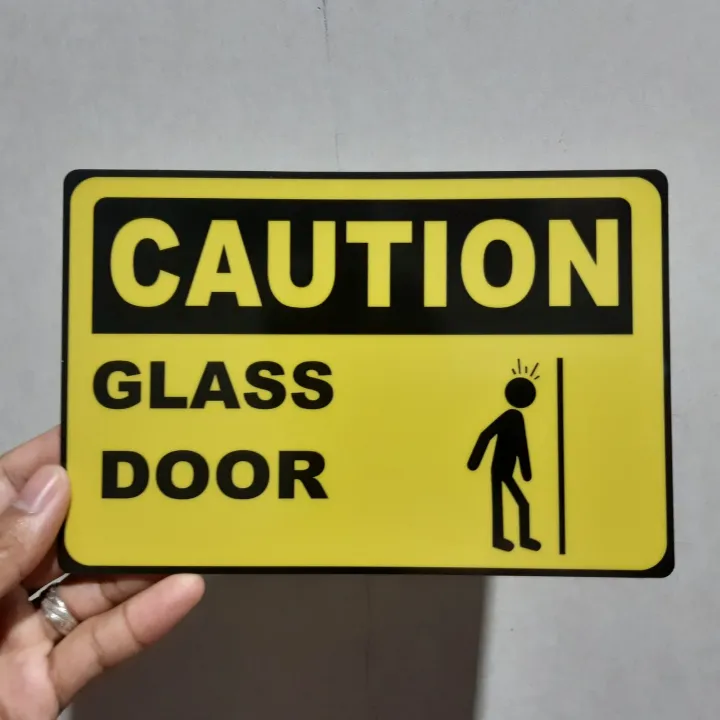 CAUTION GLASS DOOR SIGNAGE PVC TYPE WATERPROOF AND NON-FADING | Lazada PH