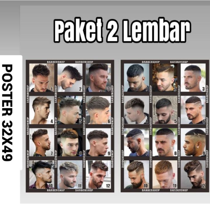 paket 2 lembar poster barbershop kekinian /model rambut terbaru keren ...