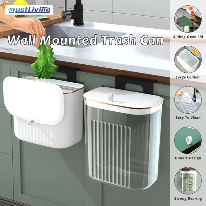 JustLiving 1PC Wall Mounted Hanging Trash Bin Kitchen Countertop ...