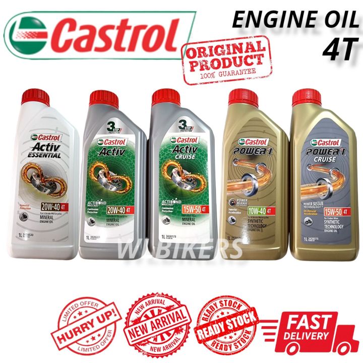 CASTROL 4T LUBRICANT OIL MINYAK HITAM MOTORCYCLES (ACTIV ESSENTIAL ...