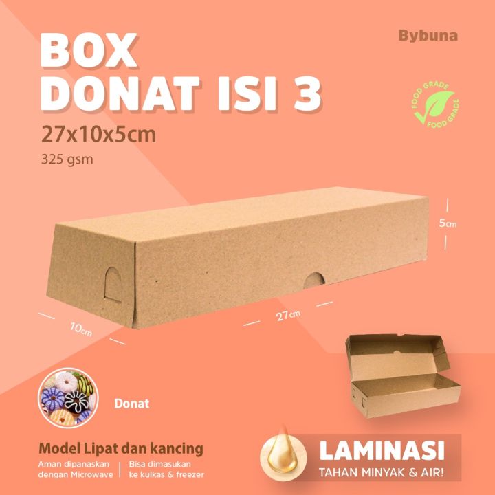 DUS BOX DONAT ISI 3 ( PAKET 1kg ISI 28pcs ) LAMINASI TEMPAT DONAT ...
