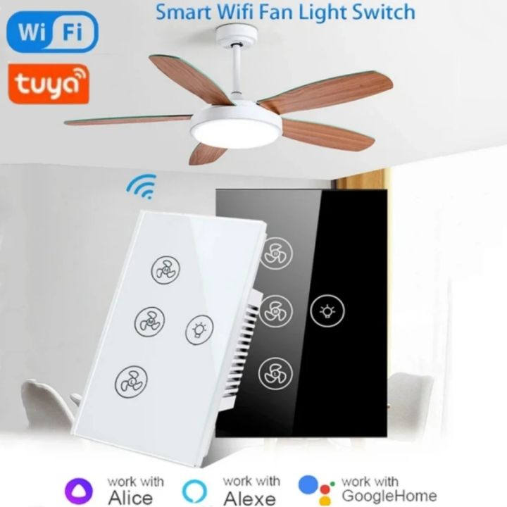 Tuya WiFi Smart Fan Light Switch Touch Panel Interruptor Smart Home App ... Tuya WiFi Smart Fan Light Switch Touch Panel Interruptor Smart Home App ...