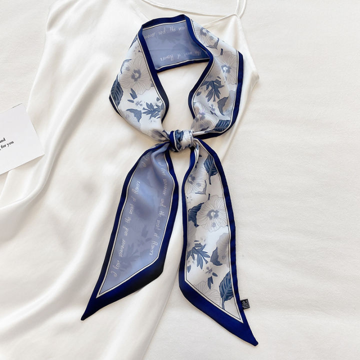 Ishihara Satomi All-Match Thin Narrow Strip Arm Bag Small Silk Scarf ...