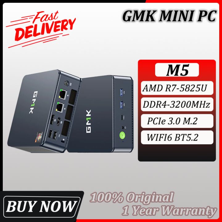 GMK M5 Plus MINI PC AMD R7-5825U Max 4.5GHz DDR4 3200MHz PCIe 3.0 M.2 SSD Windows 11 Pro Desktop ...