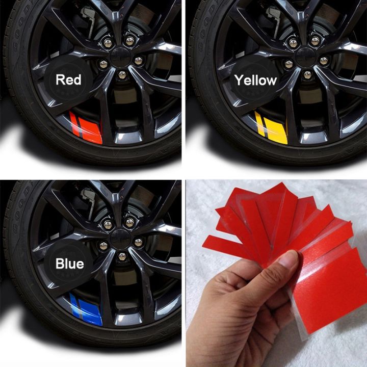 6/4PCS Reflective Car Wheel Decal Sticker Pressure Adhesive Auto Red ...