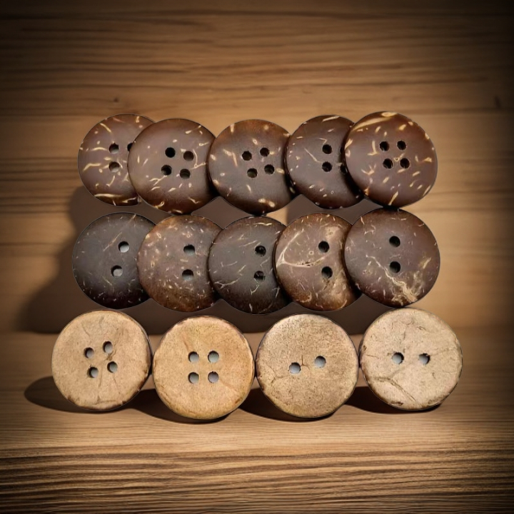 Natural Coconut Shell Buttons Deep Brown Handmade Eyelets Shirt Buttons ...