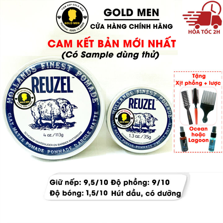Sáp vuốt tóc Reuzel Clay Matte Pomade 35g - 113g - 340g + Tặng quà ...