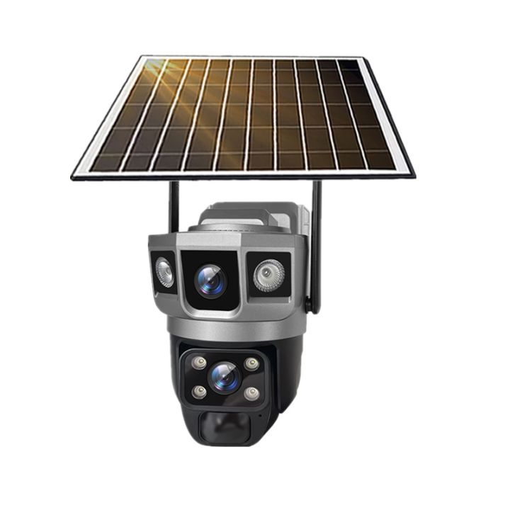 Dual lens 4G Solar CCTV Camera 12MP 6K Auto Tracking Outdoor WIFI PIR ...